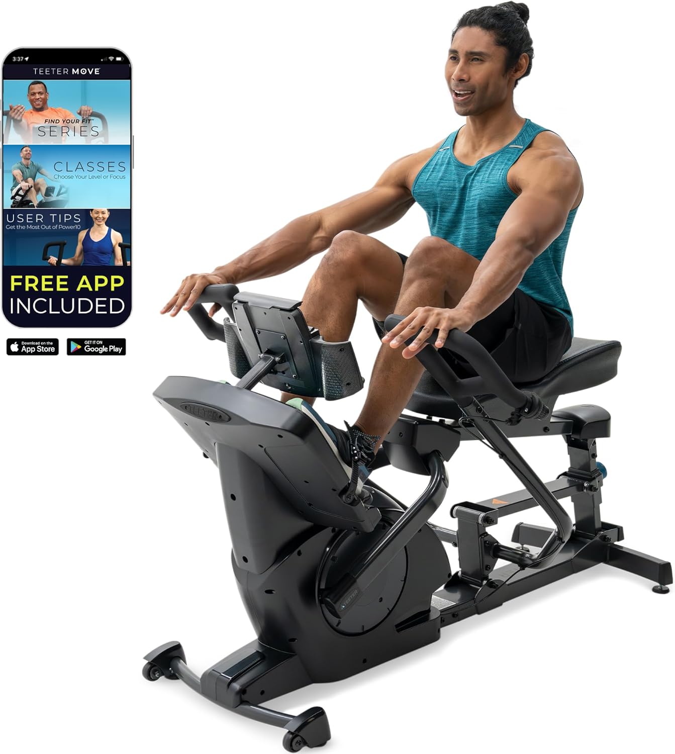 Teeter Power10 Rower with 2-Way Magnetic Resistance Elliptical Motion ...