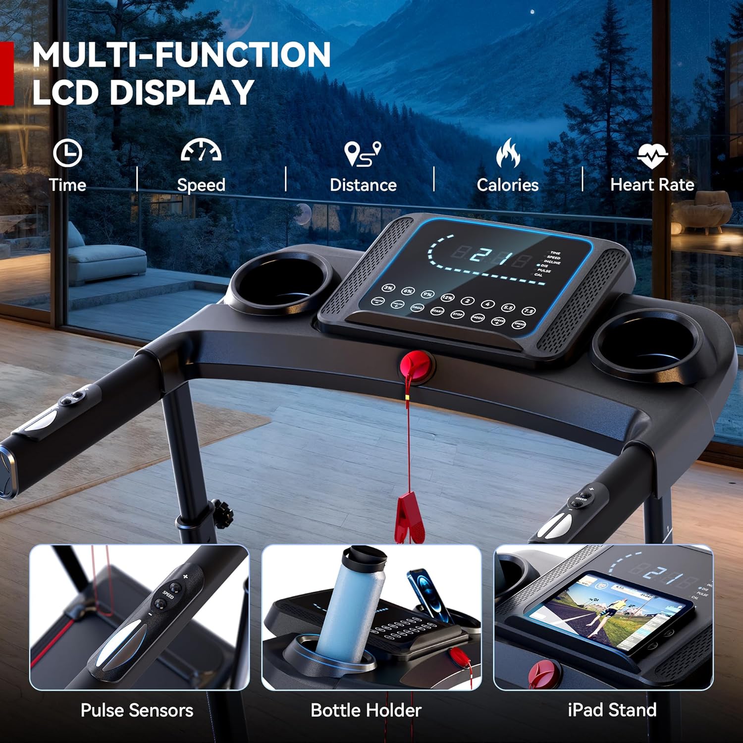 8.7MPH Incline Treadmill for Running and Walking, 3.5HP Quiet BLDC ...