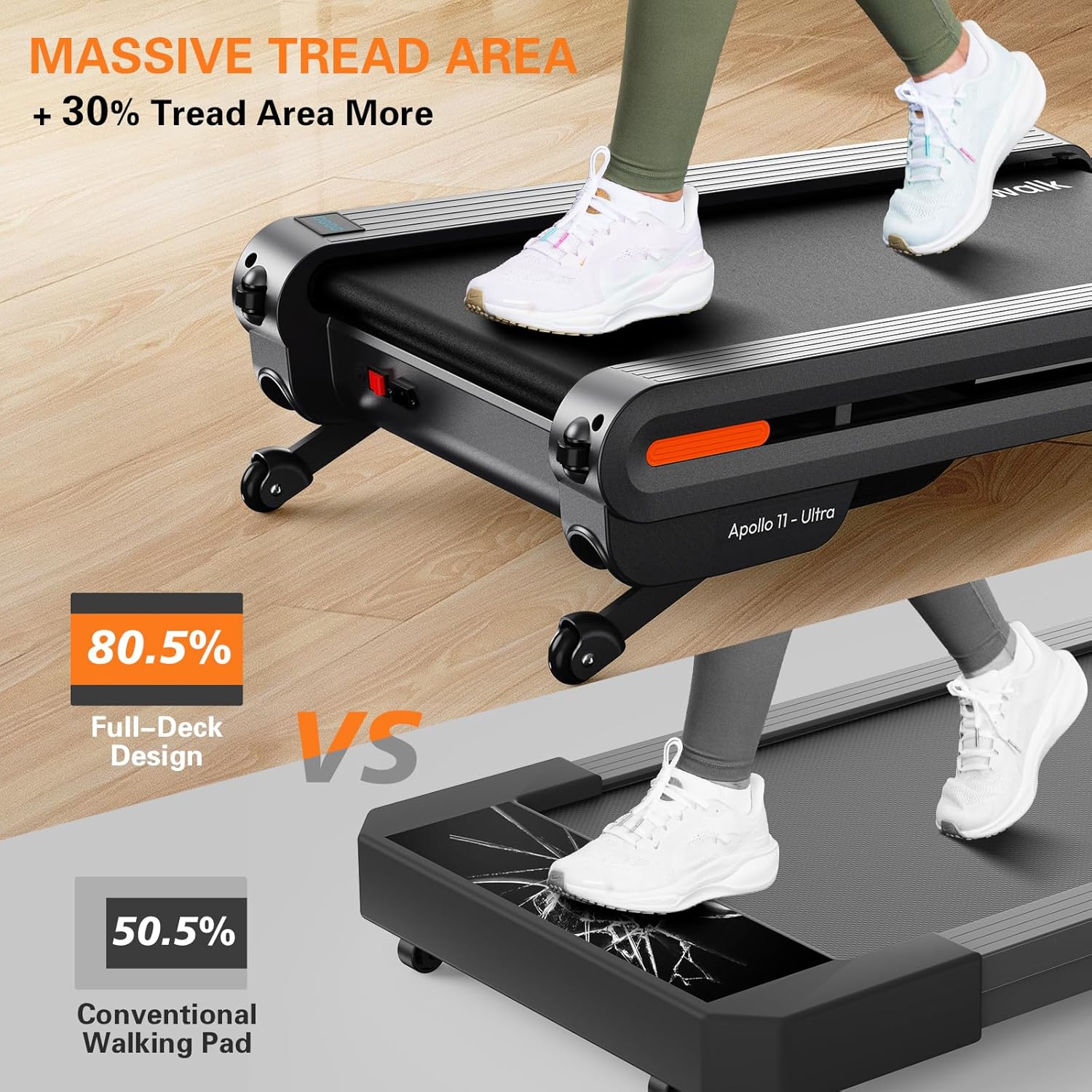 Walking Pad Treadmill with Auto Incline - 18"x43" Wide Full Deck 6 ...
