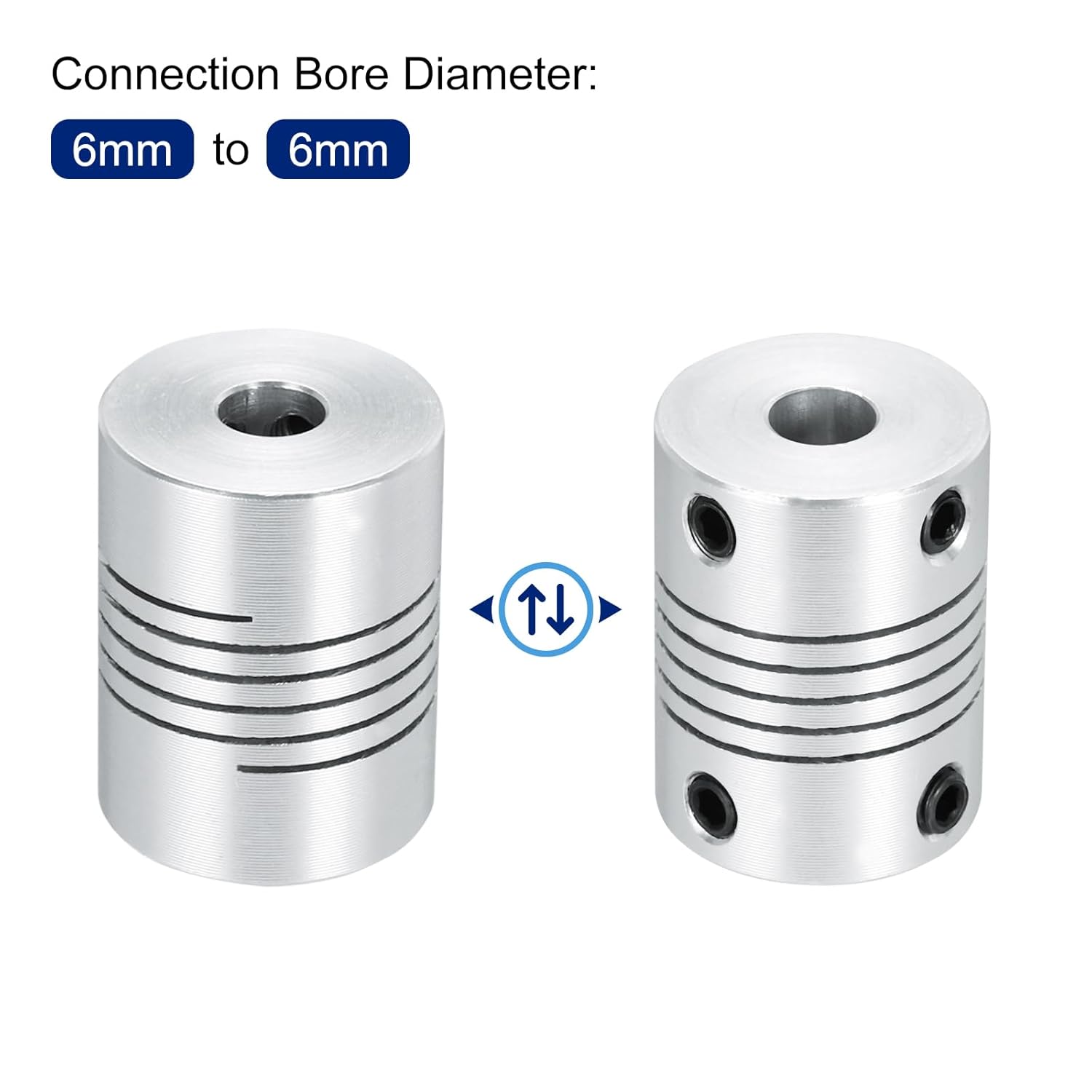 uxcell 4Pcs 6mm to 6mm Aluminum Alloy Shaft Coupling L25xD19 Flexible ...