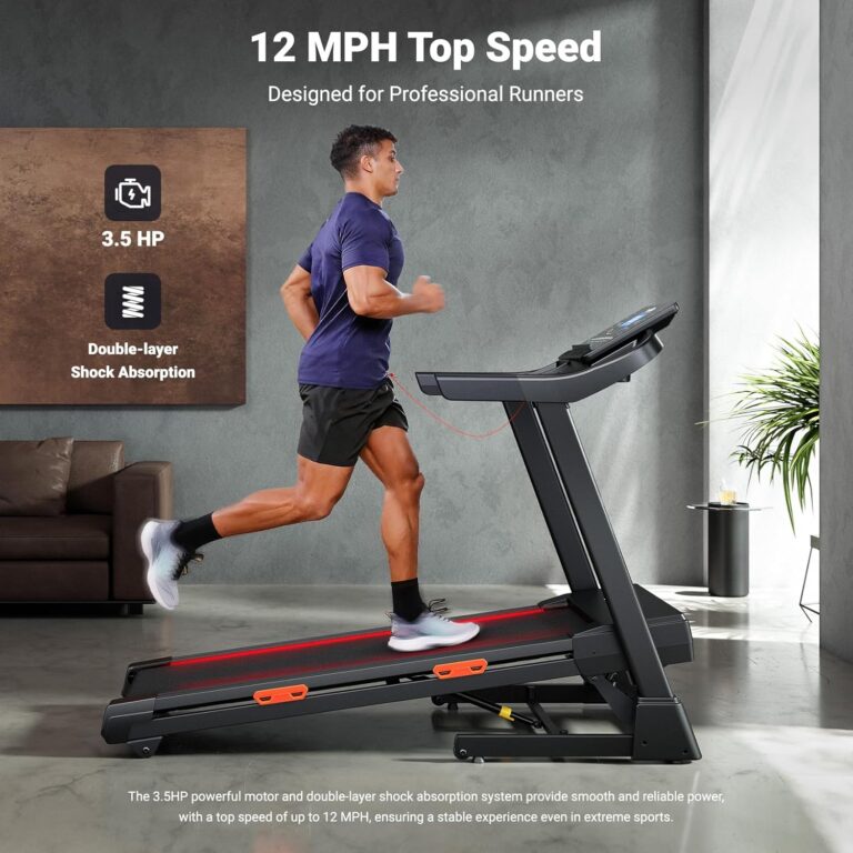 THERUN 20% Auto Incline Treadmill, 12 MPH and 3.5 HP, 55" x 20" Large ...