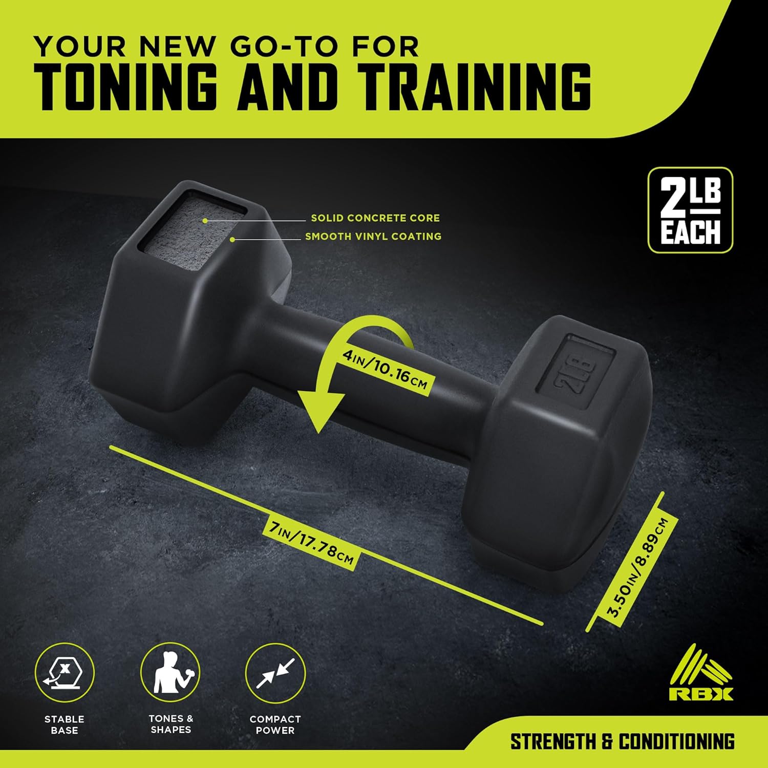 RBX Vinyl Coated Hand Weight Dumbbell Set - Hex Shaped, Roll Free for ...