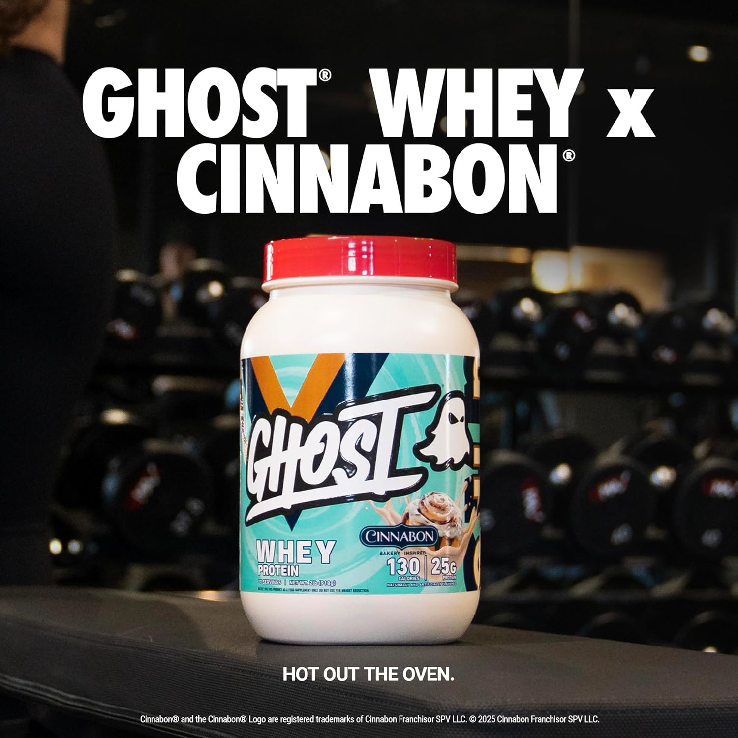GHOST Whey Protein Powder, Cinnabon - 2LB, 25G of Protein - Cinnamon ...